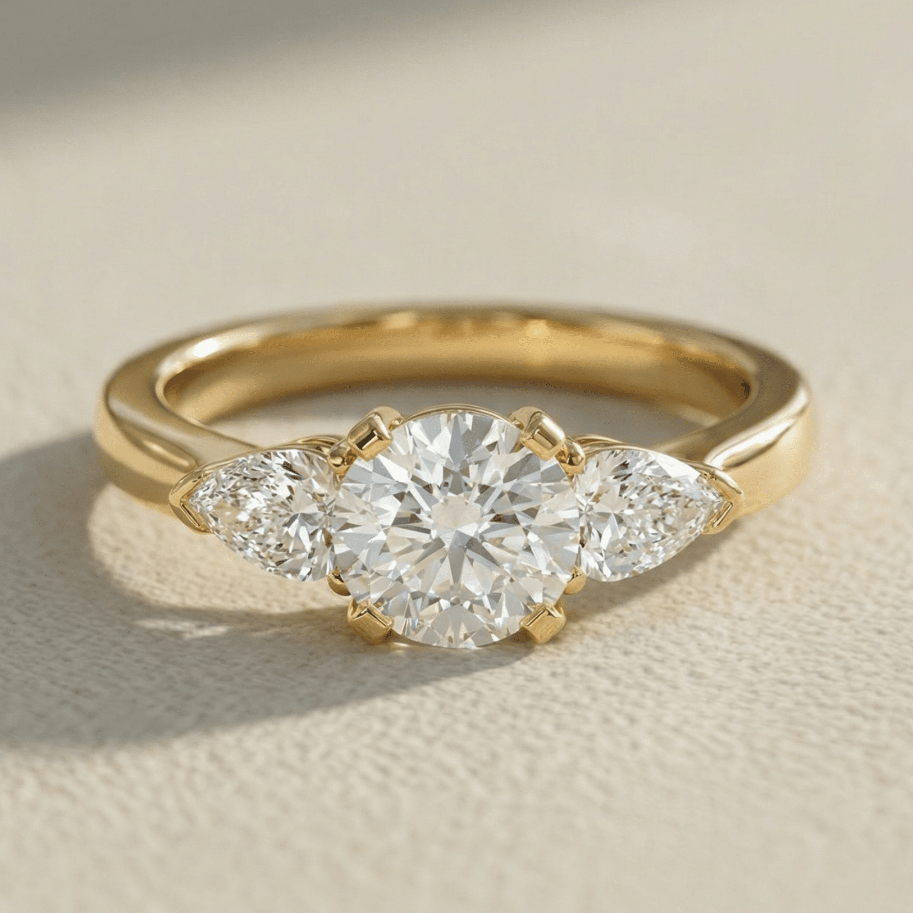 Perfect Three Stone Diamond Solitaire Ring – True Diamond IN